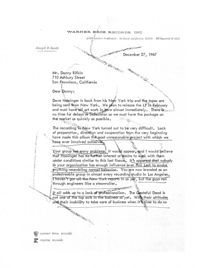 The 1967 letter from a record executive that said The Grateful Dead had ...