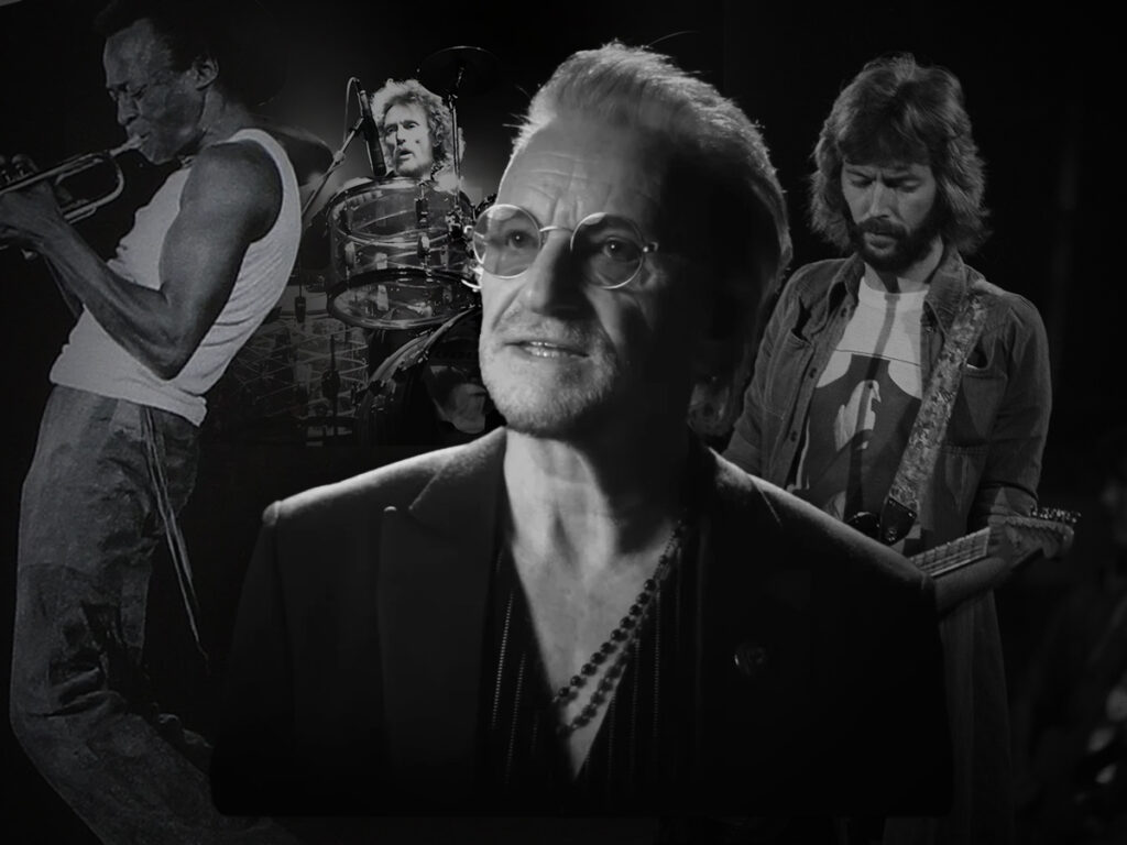 The musician Bono compared to Miles Davis, Eric Clapton, and Ginger Baker
